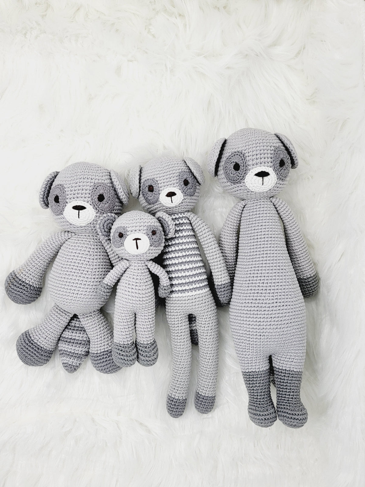 Crochet Lemur Animal Handmade Amigurumi Family Set Stuffed Doll, Croch ...
