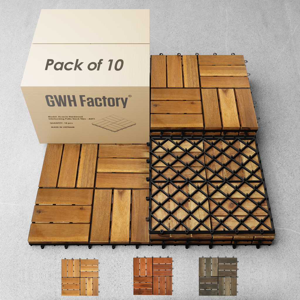 Lua Decor - Interlocking Deck Tiles, 100% Acacia Deck Tiles — LUA' Decor